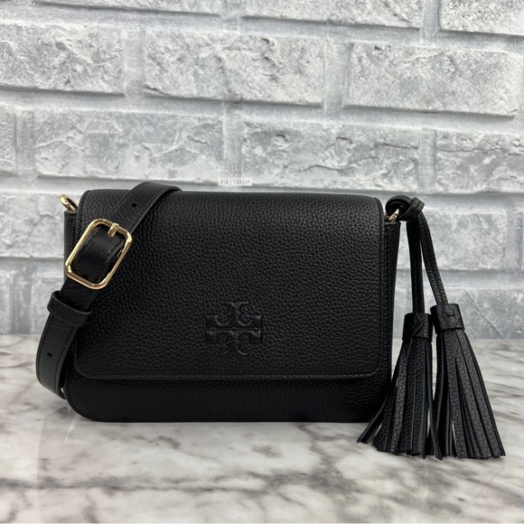 Tory Burch | Bags | Tory Burch Thea Web Flap Crossbody In Black | Poshmark